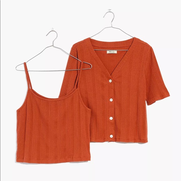 Madewell | Sweaters | Pointelle Cardigan Twin Set In Afterglow Red Size ...